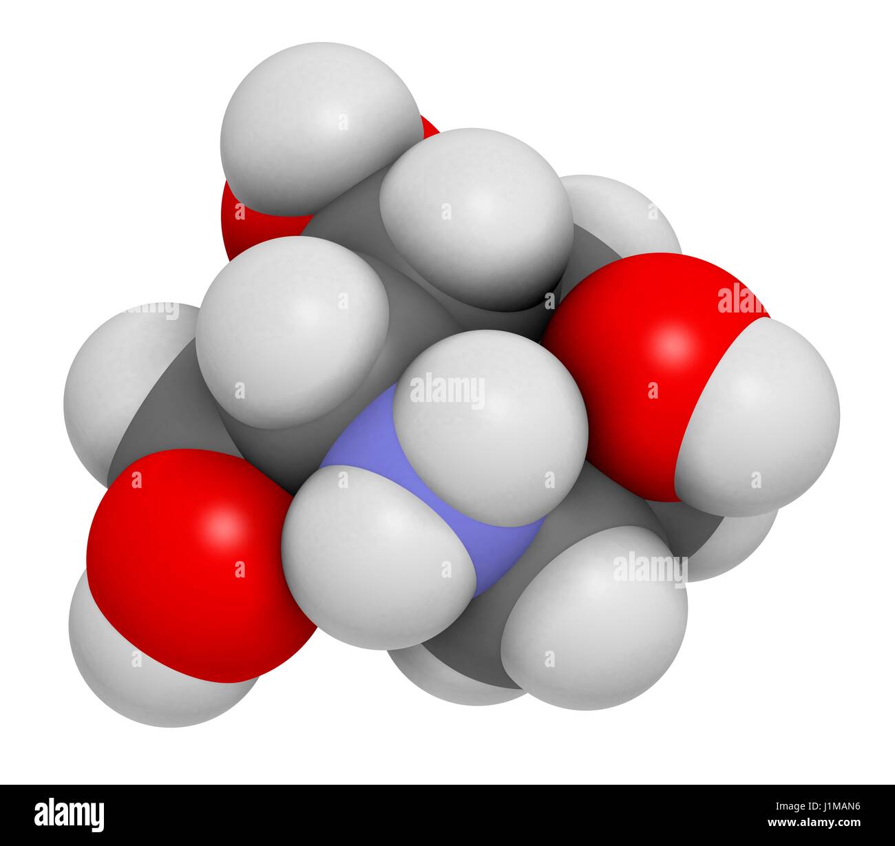 Migalastat Fabry disease drug molecule. 3D rendering. Atoms are ...