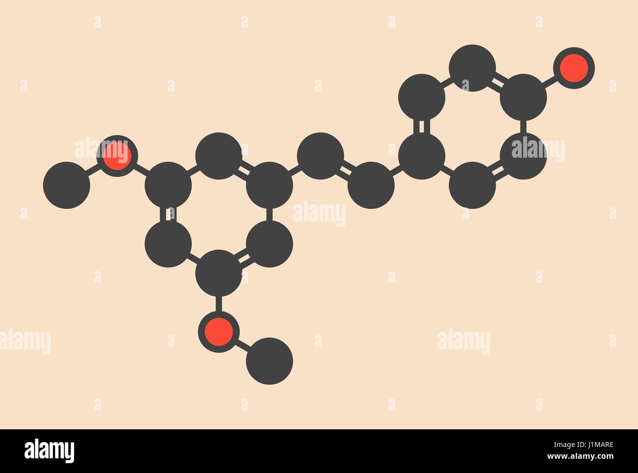 Pterostilbene molecule. Stylized skeletal formula (chemical structure ...