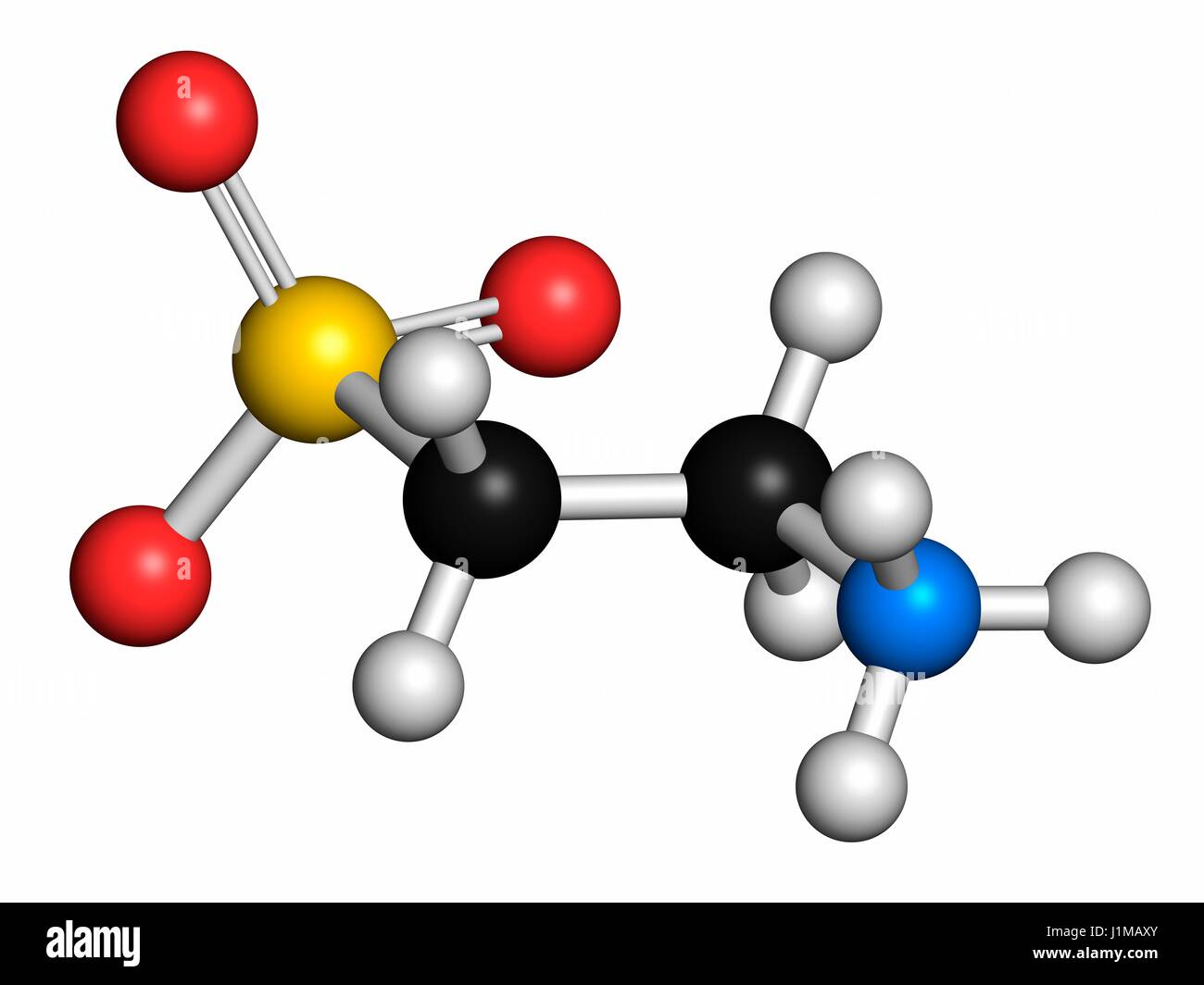Taurine (2-aminoethanesulfonic acid) molecule. Common ingredient of ...