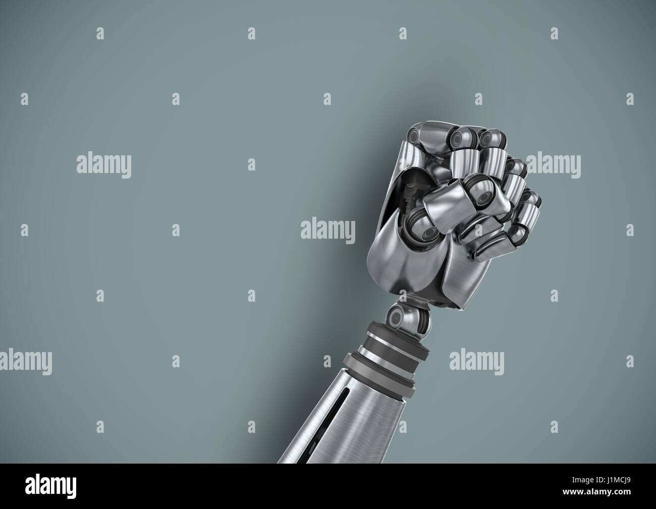 Digital composite of Android Robot hand fist with blue background Stock ...