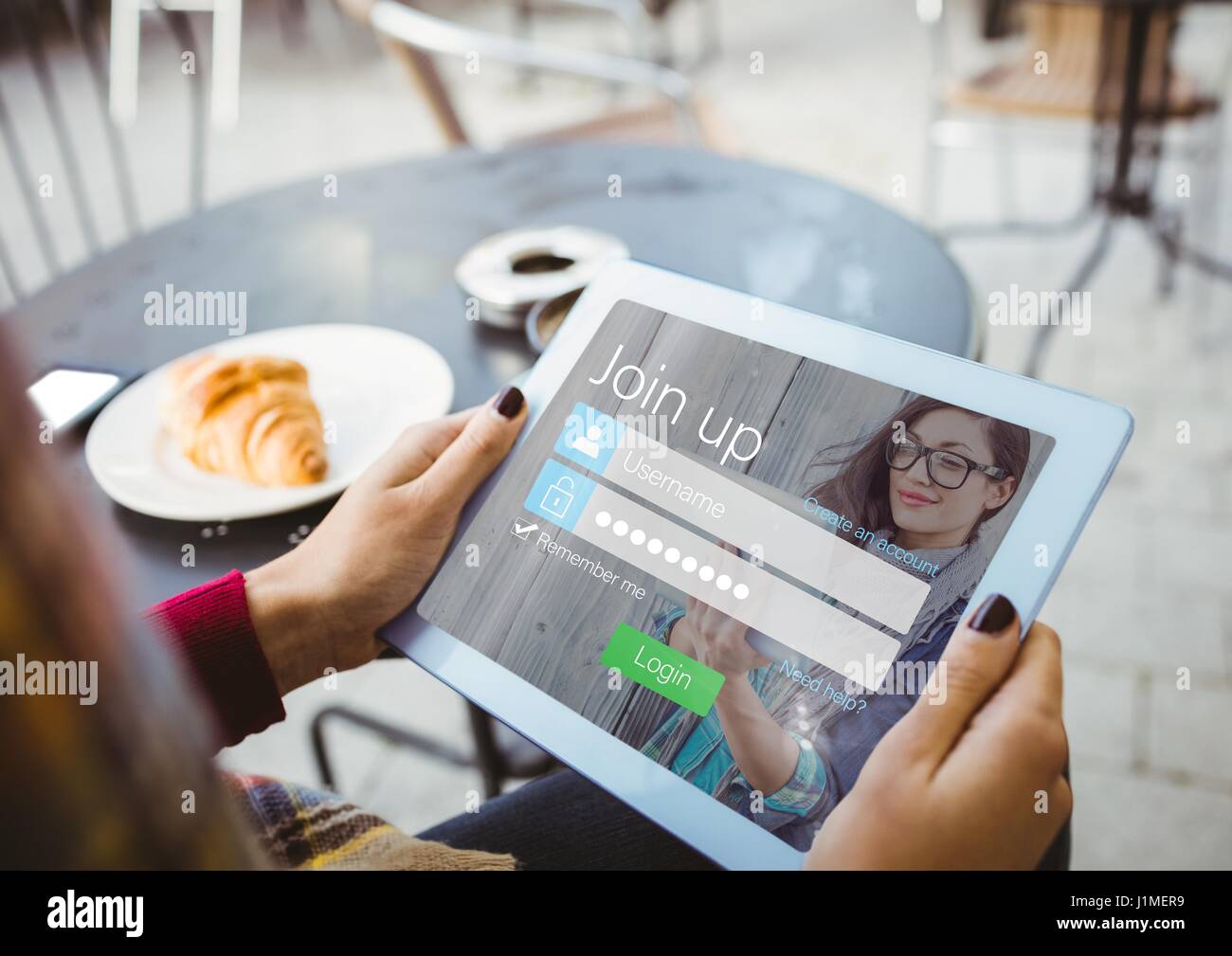 Digital composite of Login screen on a tablet Stock Photo - Alamy