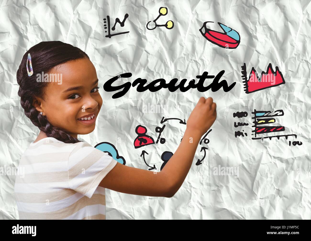 Digital composite of Kid writing growth doodles on paper Stock Photo ...