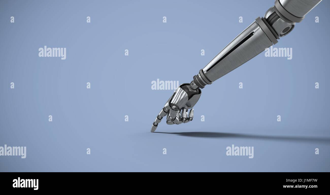 Digital composite of Android Robot hand pointing with purple background ...