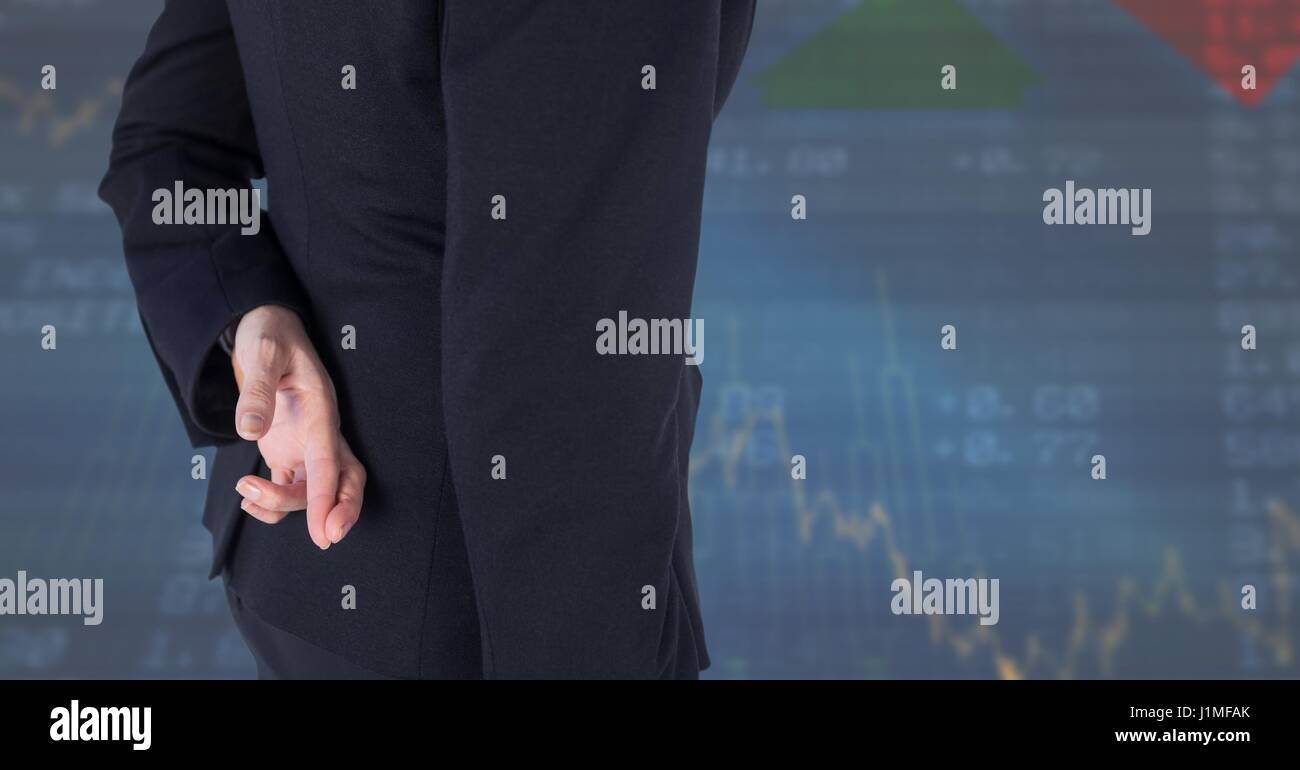 Digital composite of finger crossed,stock market Stock Photo - Alamy