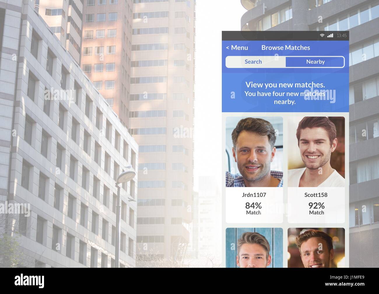 Digital composite of Dating App Interface Stock Photo - Alamy