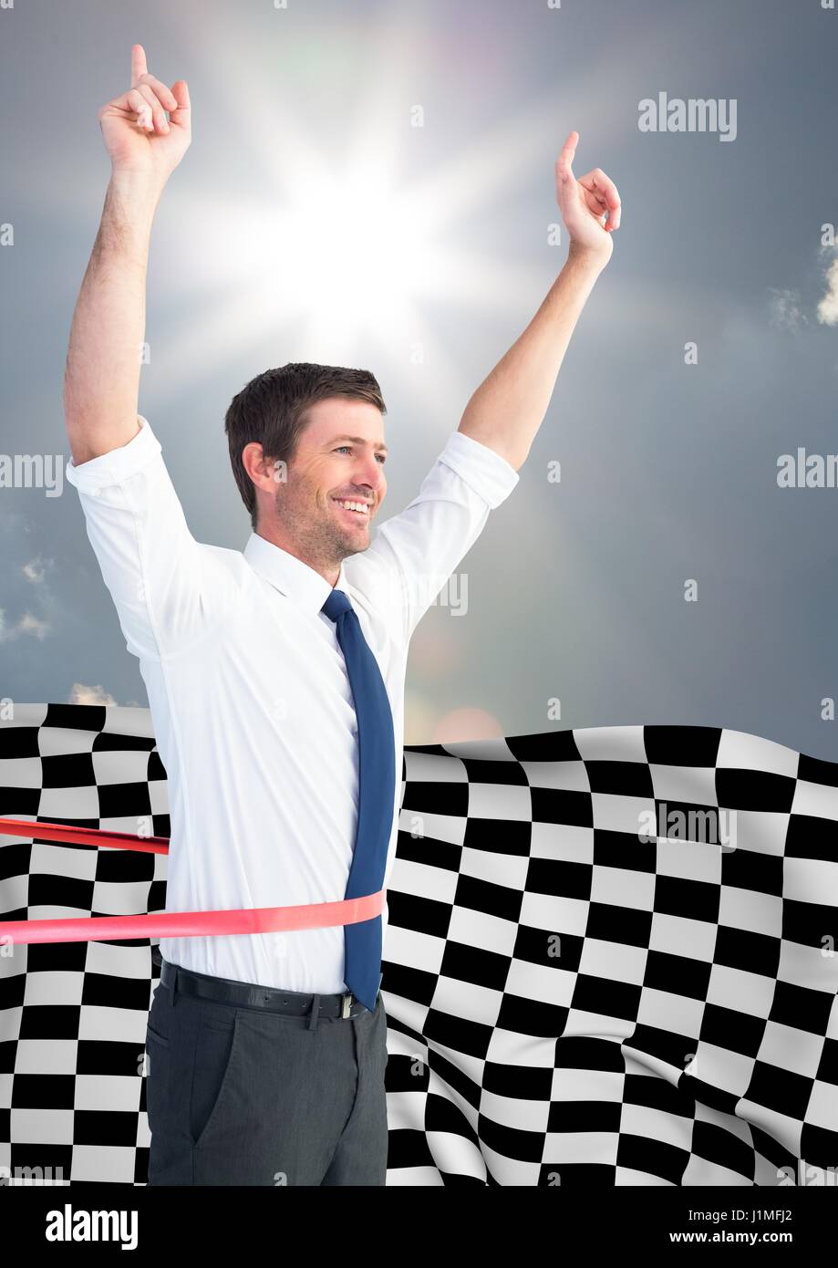 Hand waving finish flag hi-res stock photography and images - Alamy