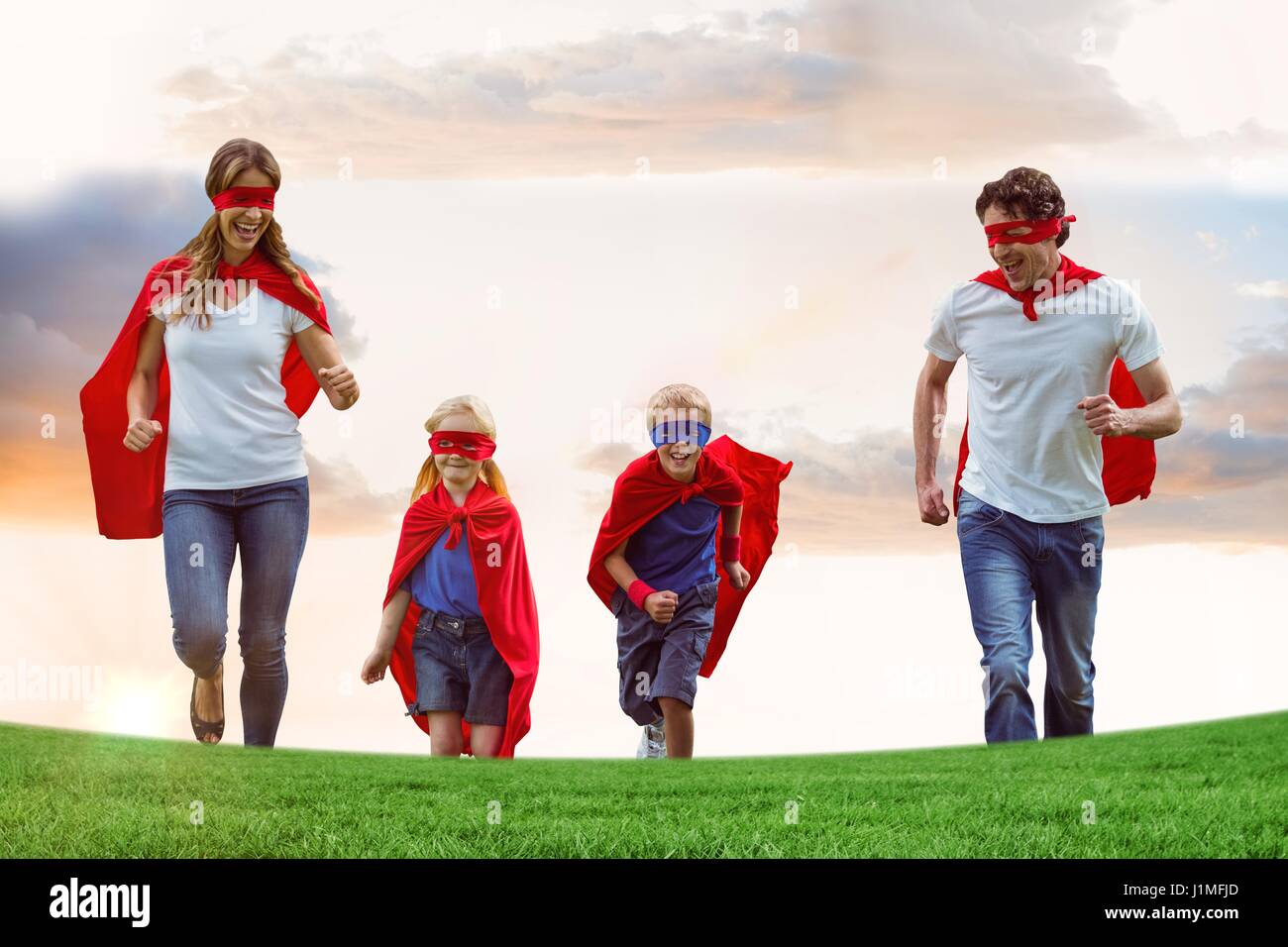 Children wearing masks capes playing hi-res stock photography and ...