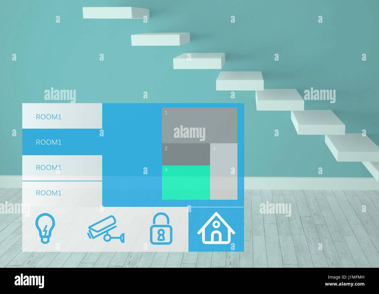Digital composite of Home automation system App Interface Stock Photo ...