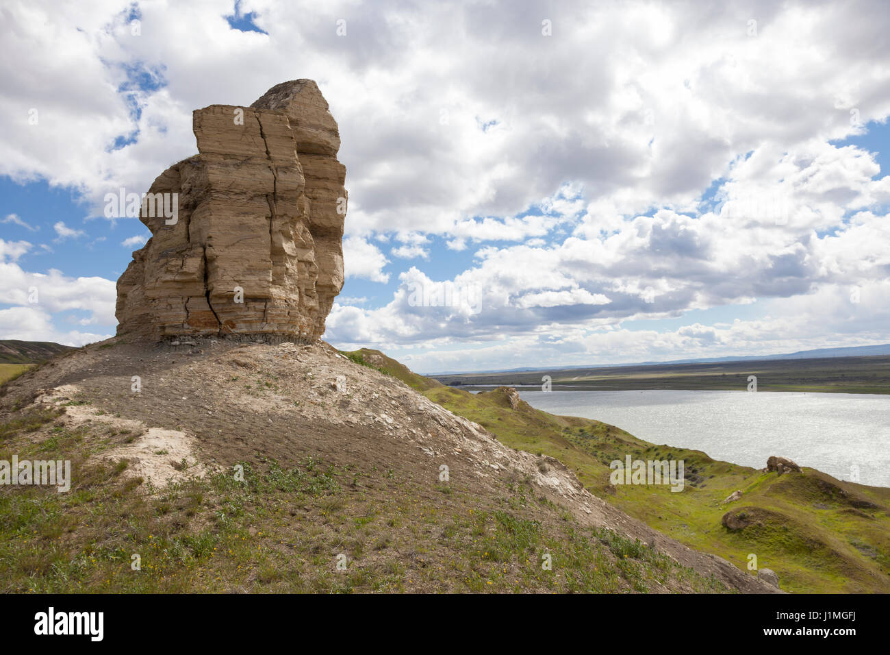 Franklin County, Washington: Rocky outcrop on the White Bluffs along ...