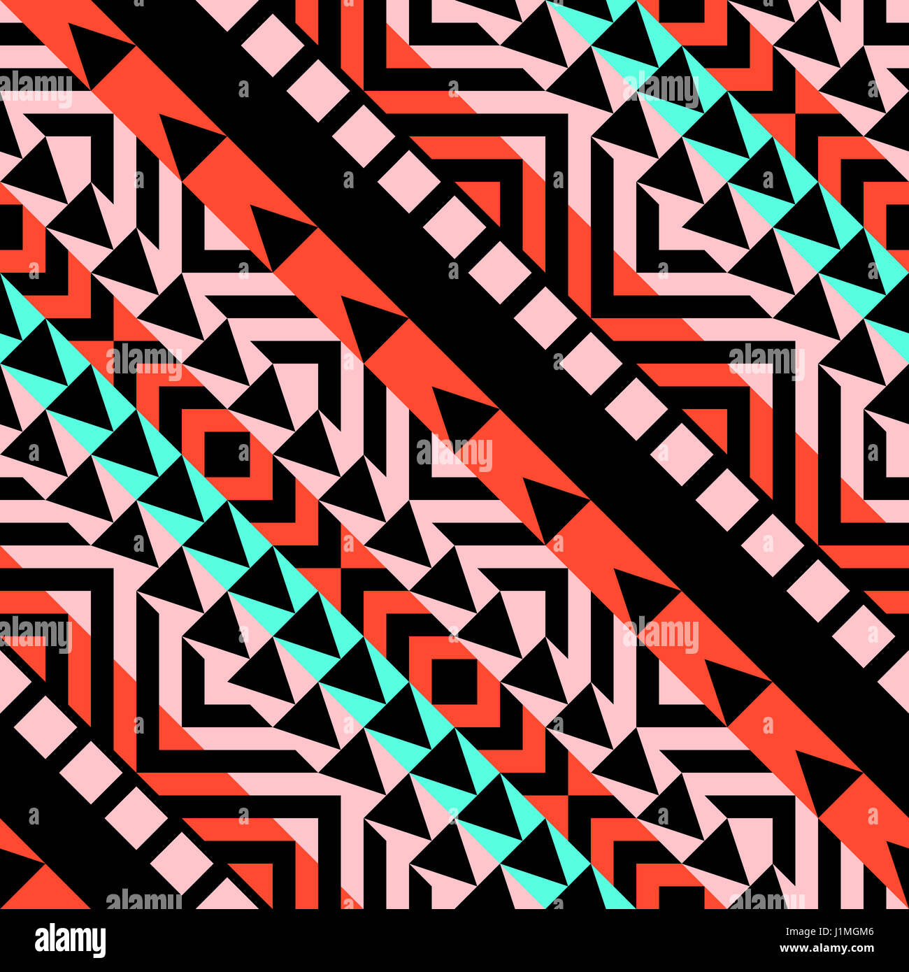 Retro color tribal seamless pattern. Fancy abstract geometric art print ...