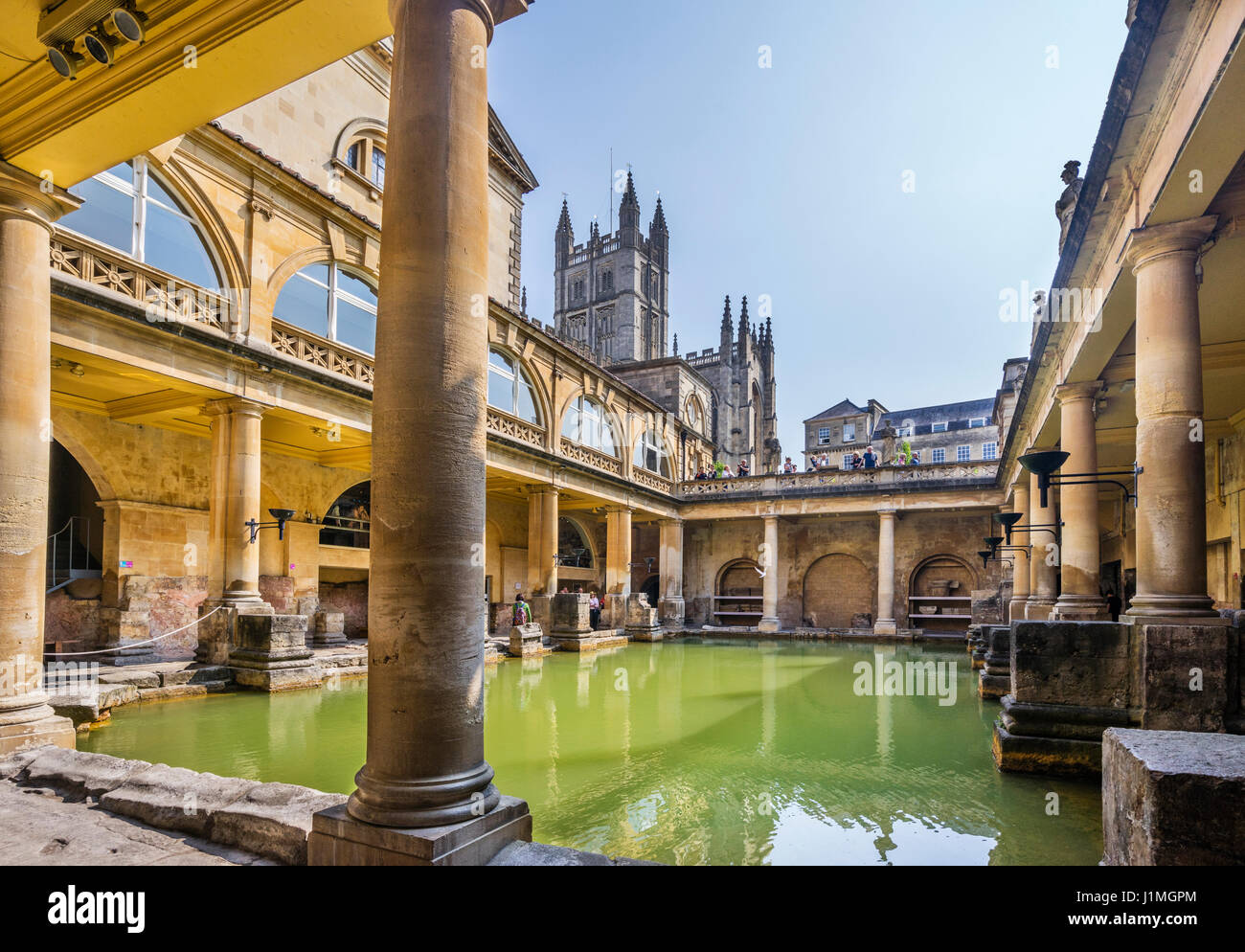 United Kingdom; England, Somerset, the Roman Bath in Bath with ...