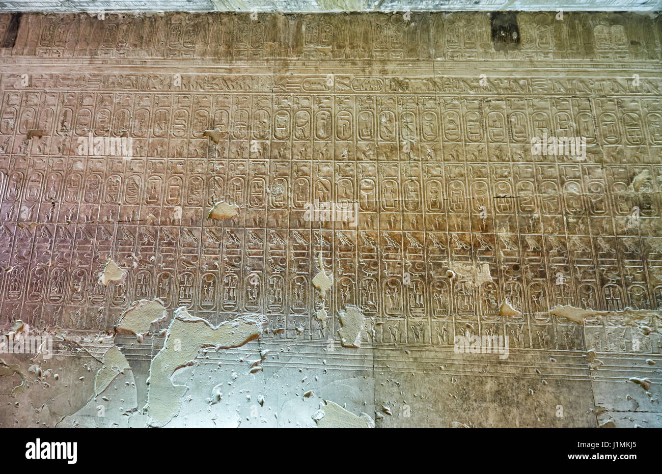 hieroglyphics on wall at path inside Temple of Seti I , Abydos, Egypt ...