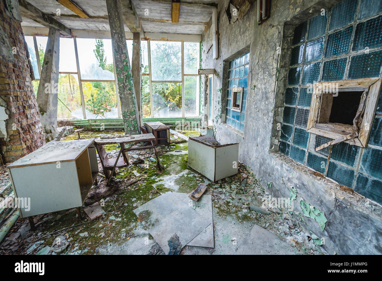 Pripyat river station building, Chernobyl Nuclear Power Plant Zone of ...