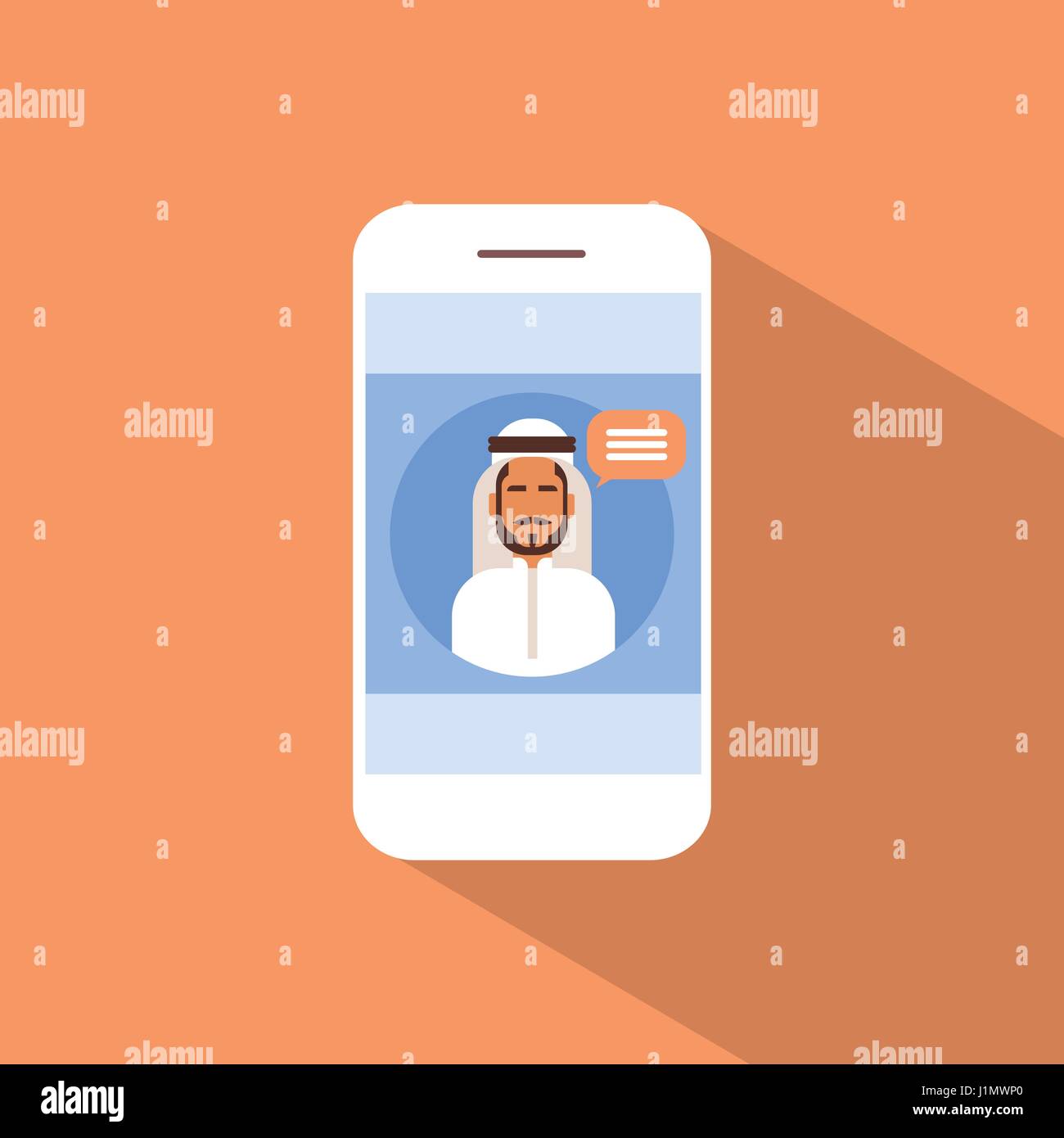 Cell Smart Phone With Muslim Man Chat Media Communication Social ...