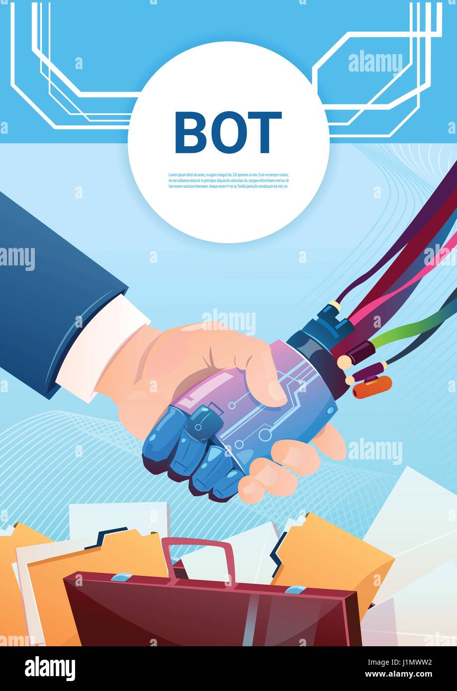 Chat Bot Hand Shaking With People Robot Virtual Assistance Of Website ...