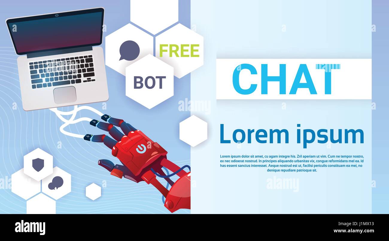 Chat Bot Hands Using Laptop Computer, Robot Virtual Assistance Of Website Or Mobile Applications ...