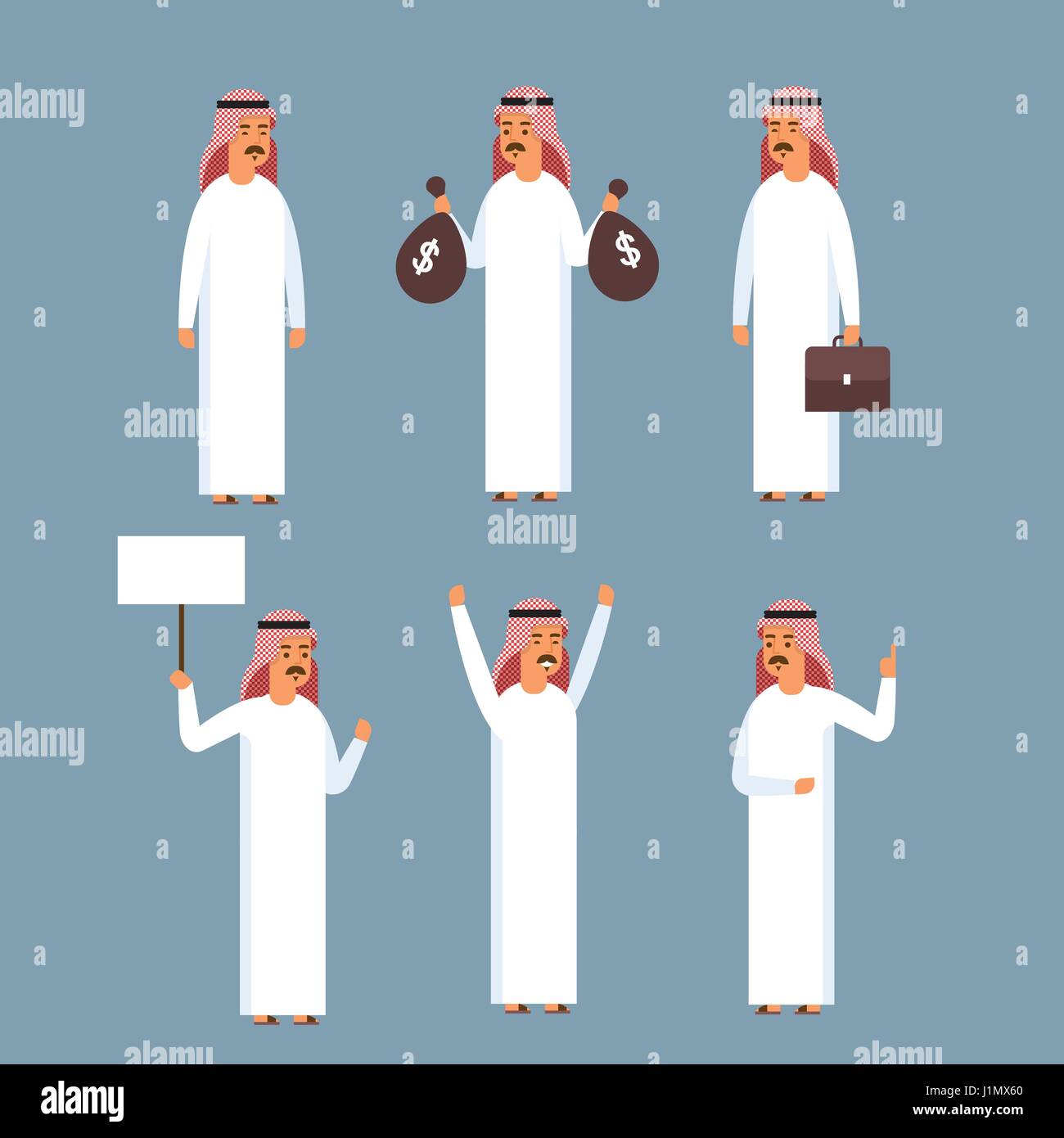 Arab Man Set, Islam Businessman Wearing Traditional Clothes Collection ...