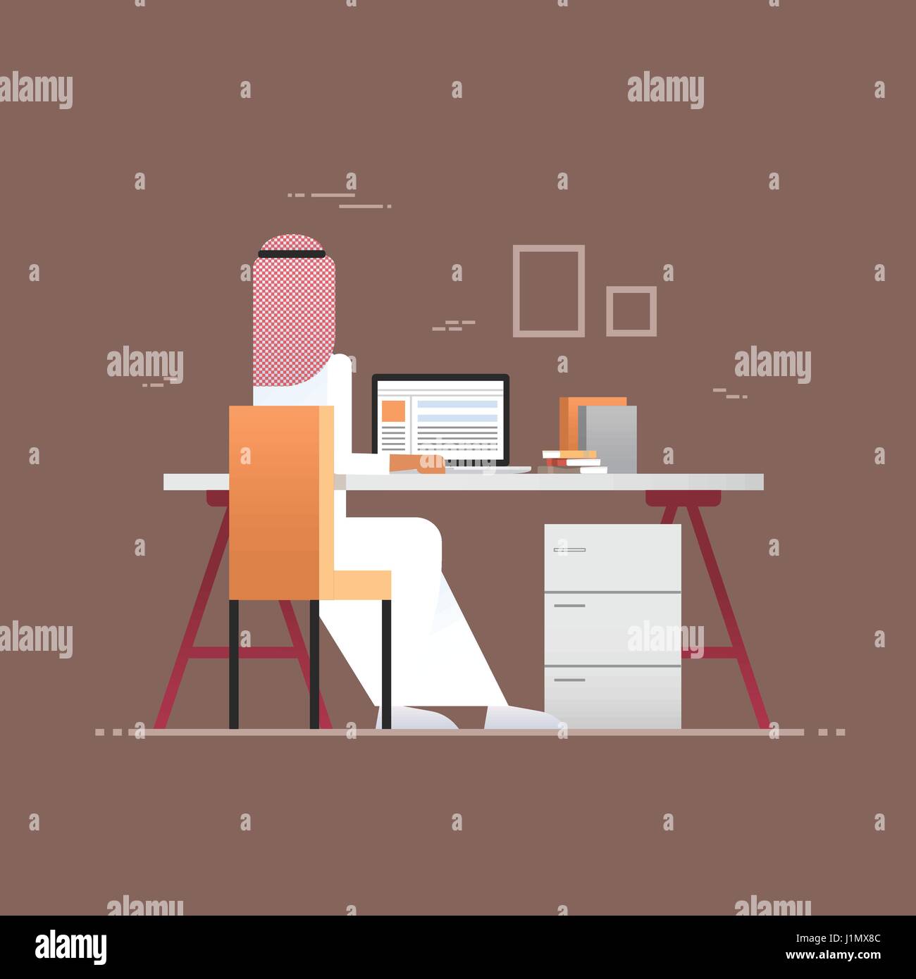 Man using computer back view Stock Vector Images - Alamy