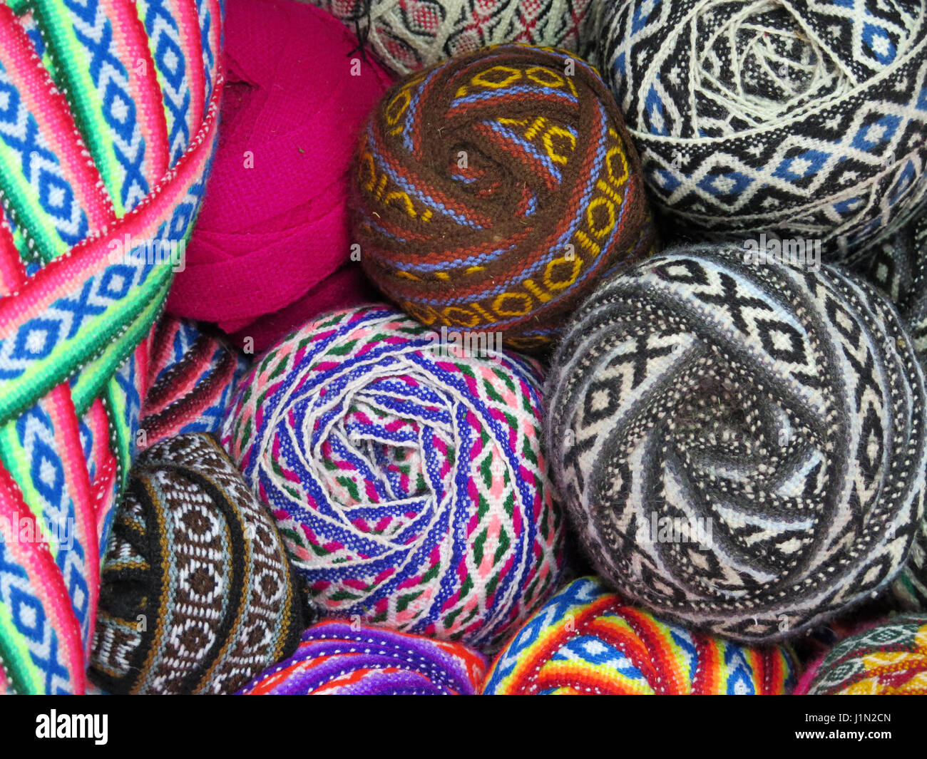 Peruvian hand made woolen fabric background Stock Photo - Alamy