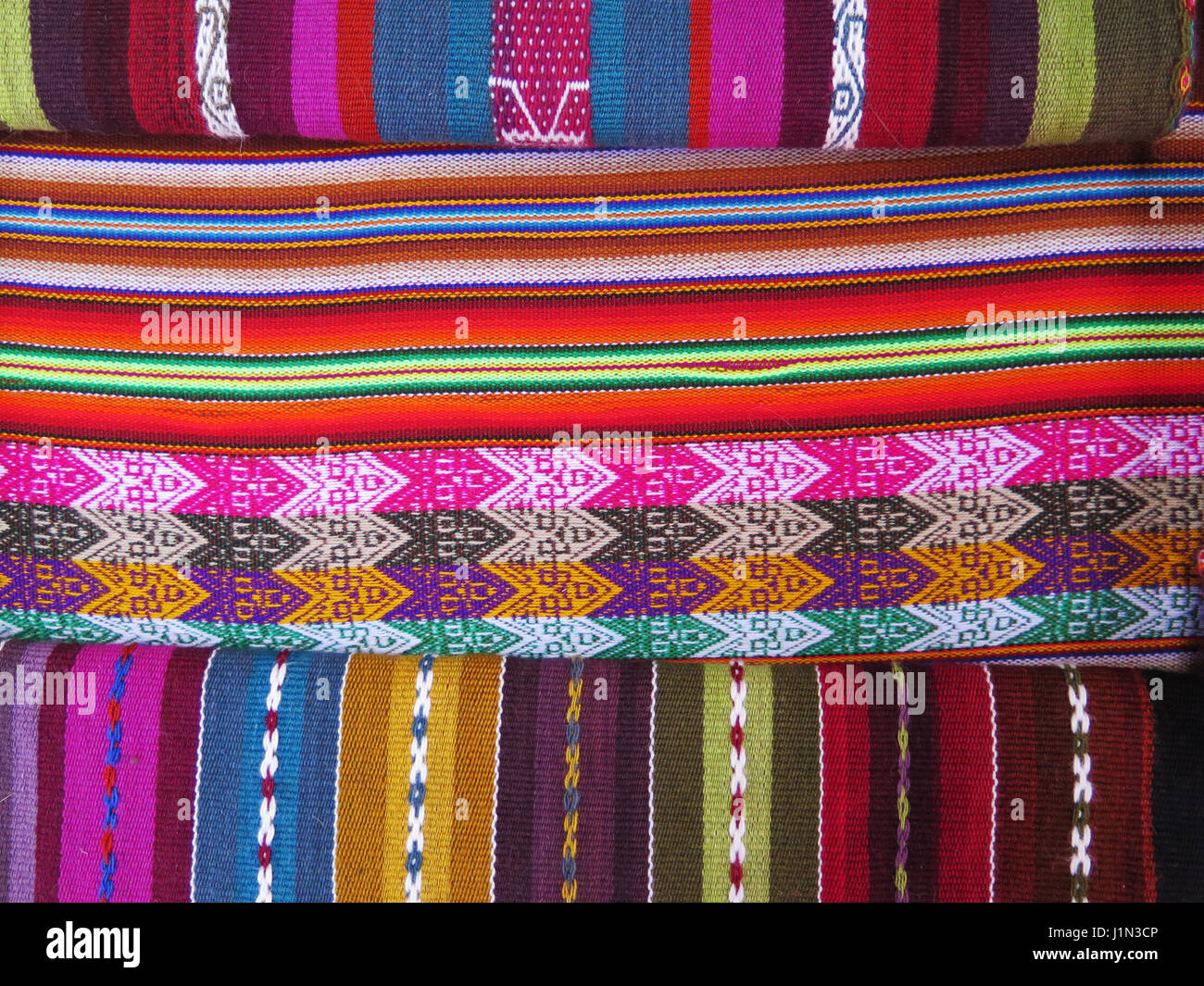 Peruvian hand made woolen fabric background Stock Photo - Alamy