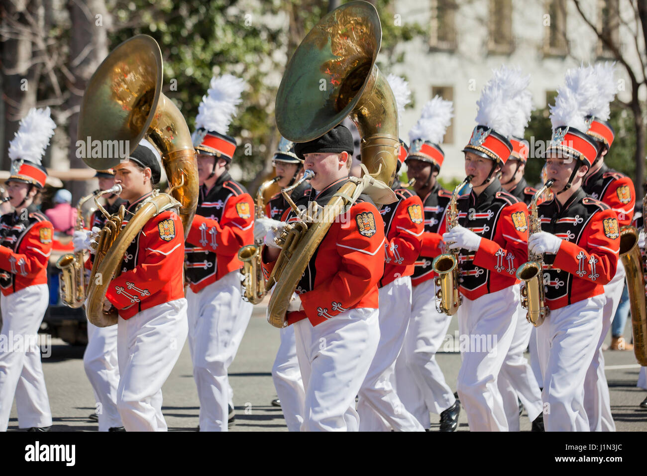 High school marching band sousaphone players - USA Stock Photo - Alamy