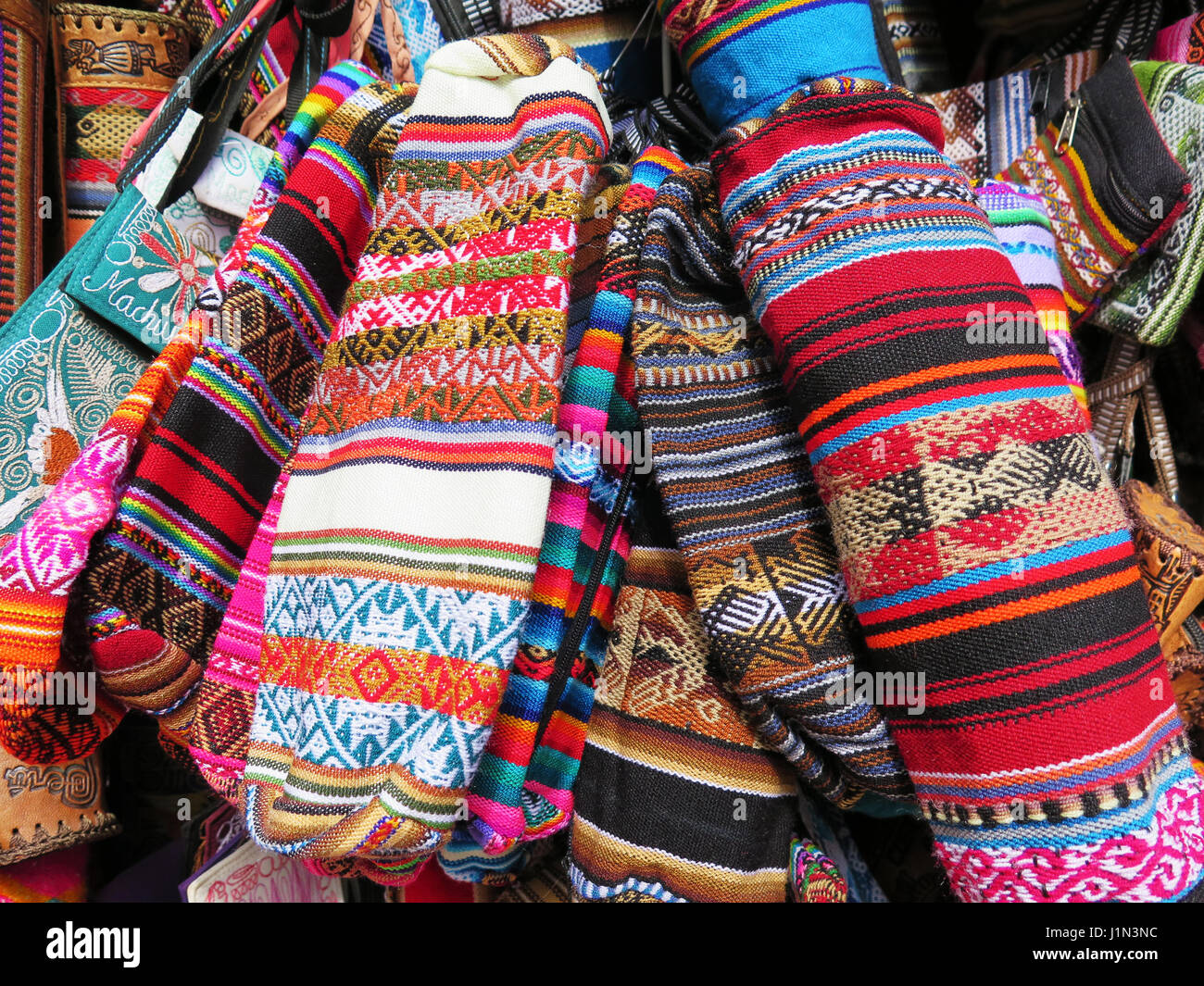 Peruvian hand made woolen fabric background Stock Photo - Alamy