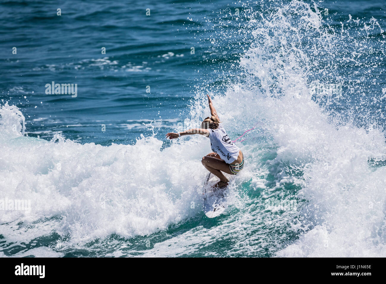 woman surfing supergirl pro championship Stock Photo - Alamy