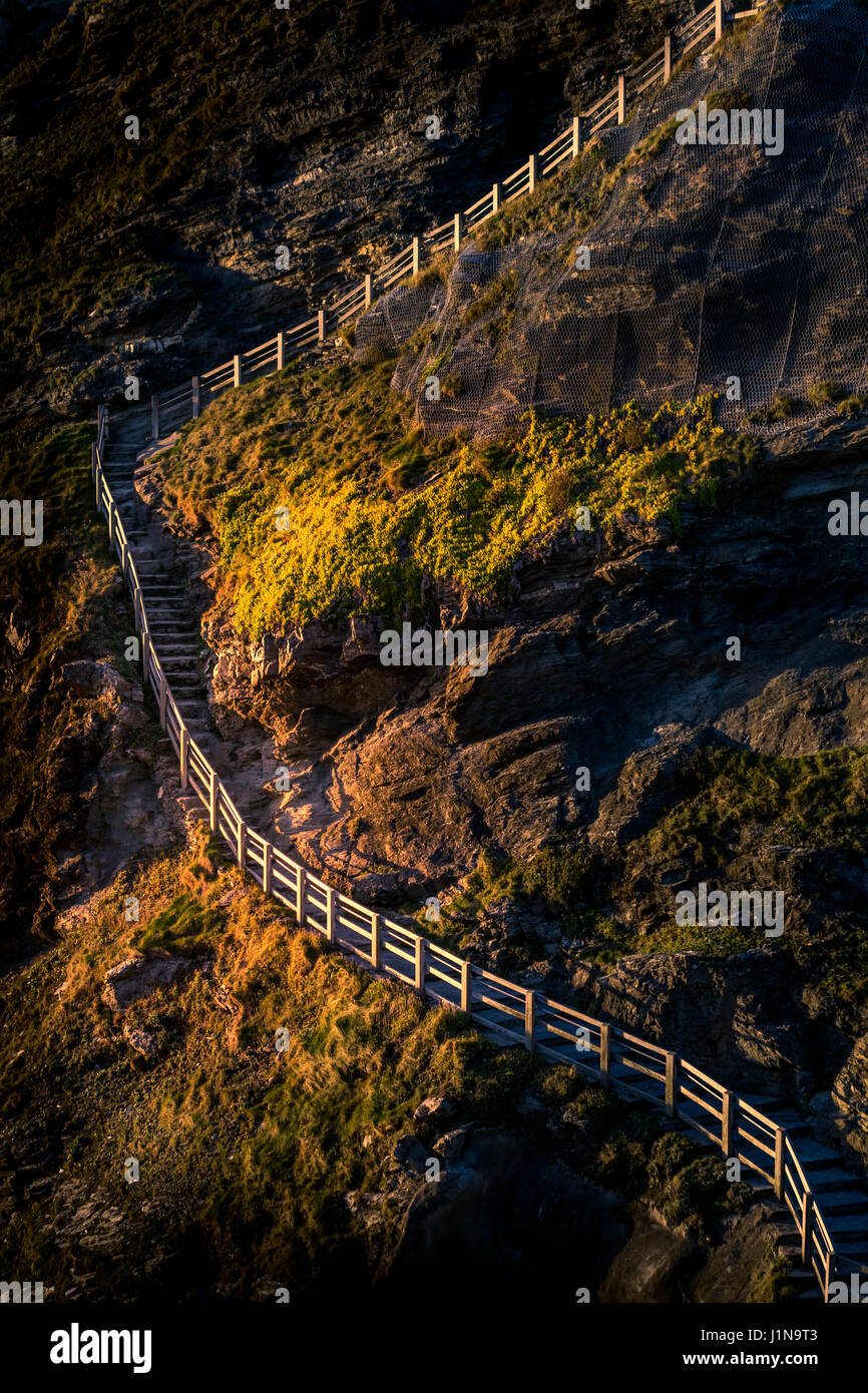 Steps to Tintagel Castle in Cornwall Stock Photo - Alamy