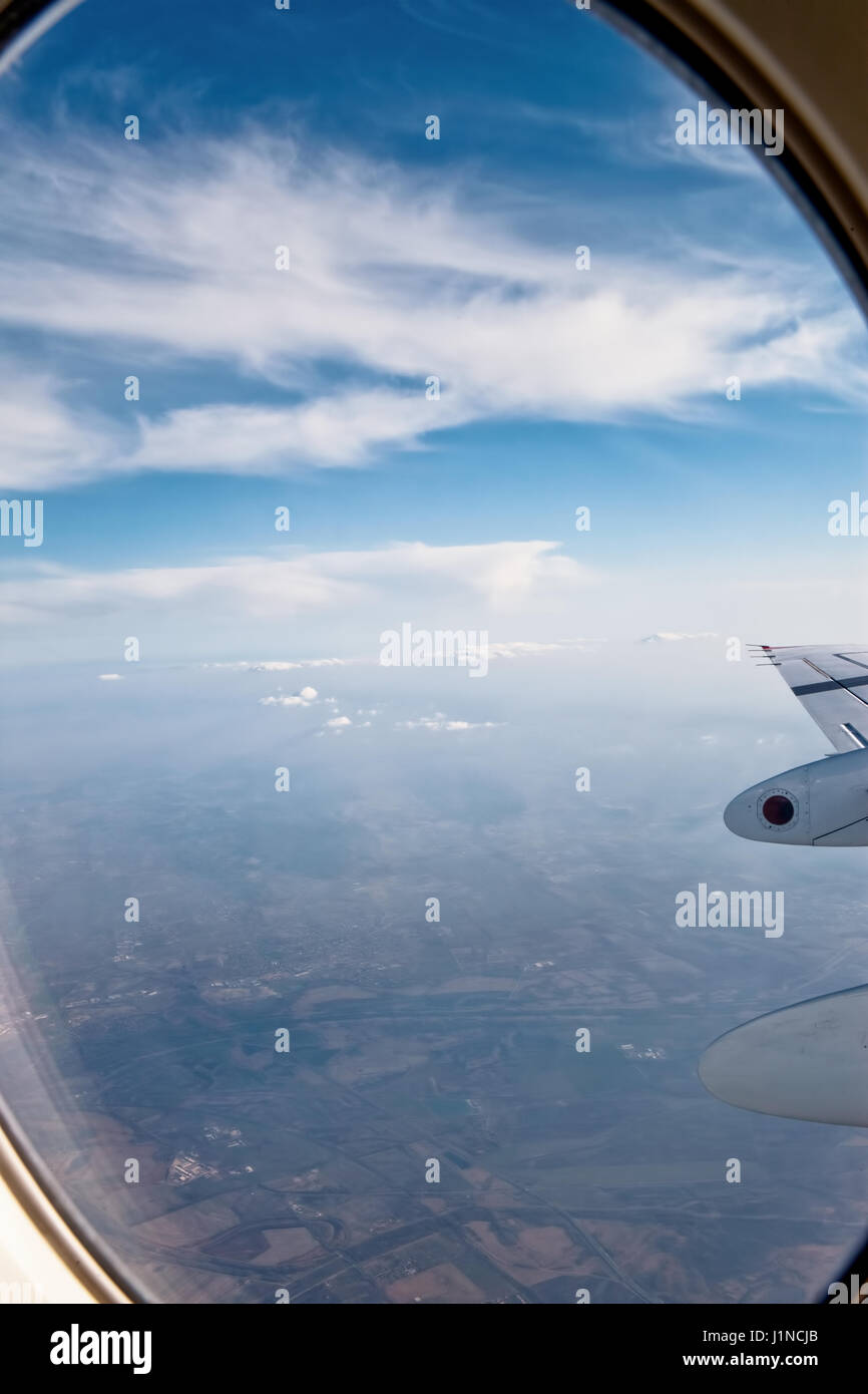 View of plane wing from inside plane hi-res stock photography and ...