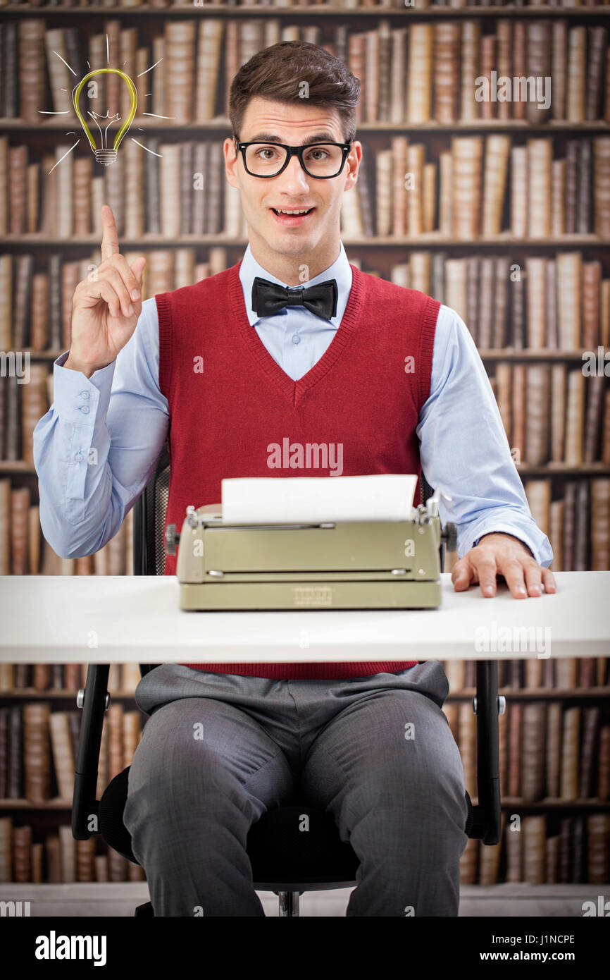 young writer got an idea Stock Photo - Alamy