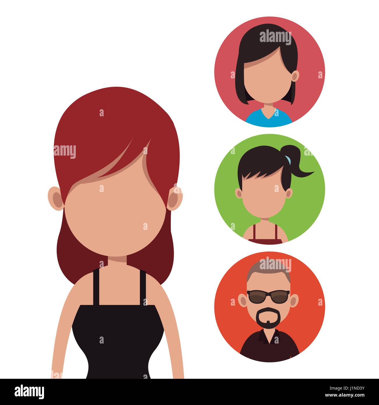 Young multiethnic female friends Stock Vector Images - Alamy