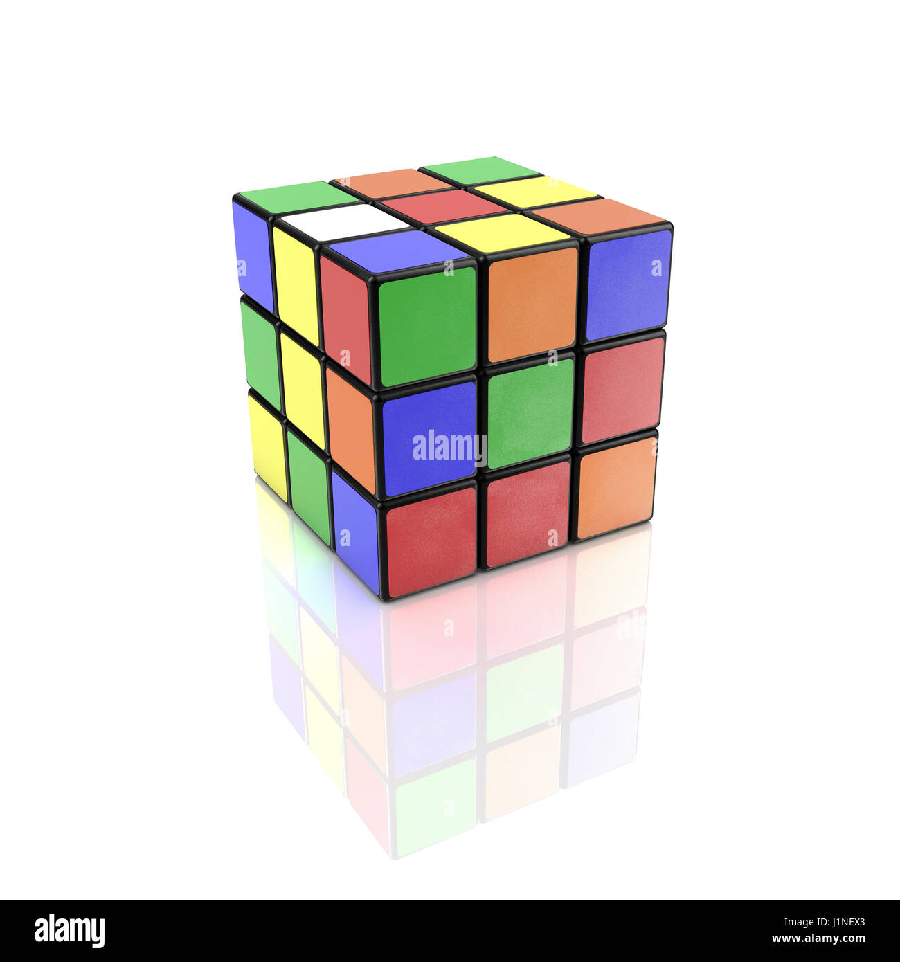 Famous Rubik's cube with mixed colors over white background Stock Photo ...