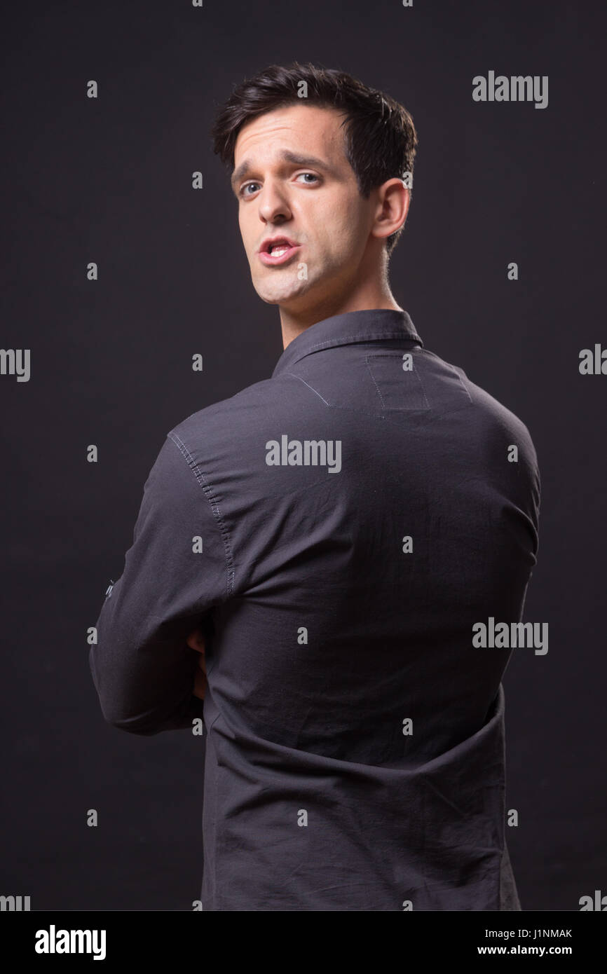 photo manipulation, head face moved turned, backwards, back shirt Stock ...