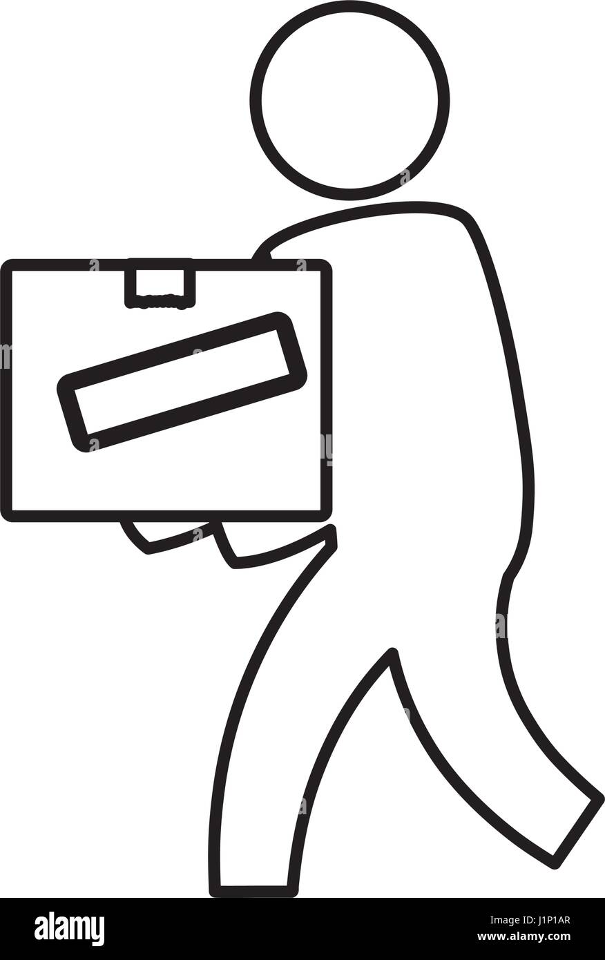 Black delivery man holding package Black and White Stock Photos ...