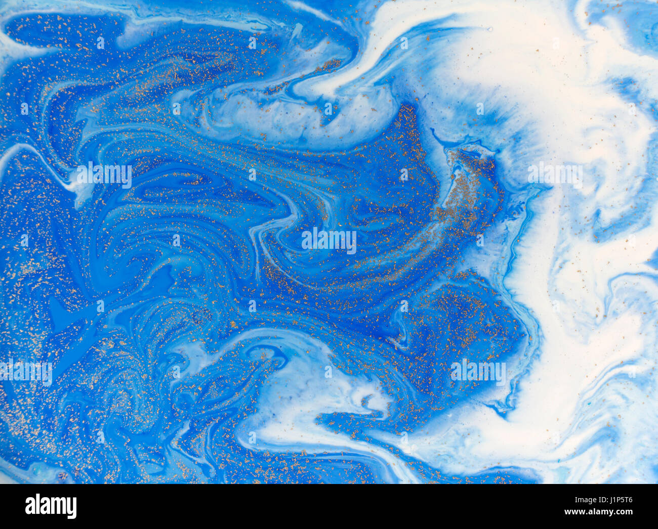 Blue liquid texture. Watercolor hand drawn marbling illustration. Ink ...