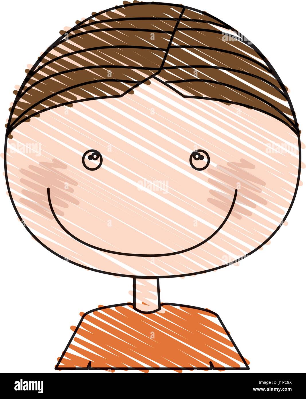 color pencil drawing of caricature half body boy with t-shirt Stock ...