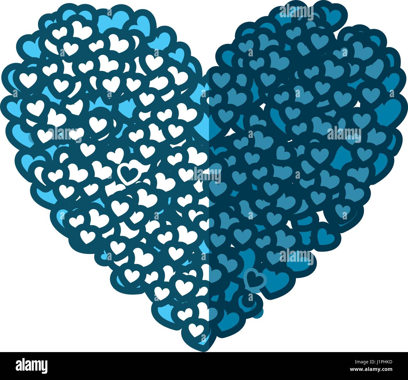 blue silhouette of many hearts forming a big heart Stock Vector Image ...