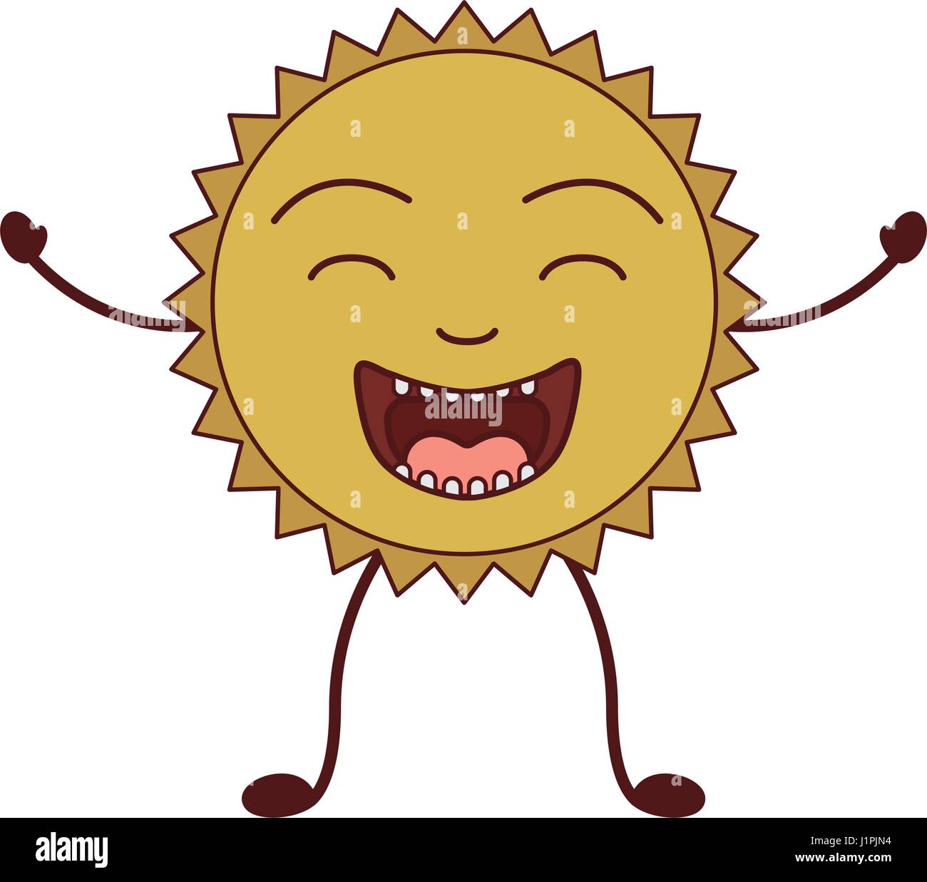 color silhouette of caricature of the sun smiling with arms and legs ...