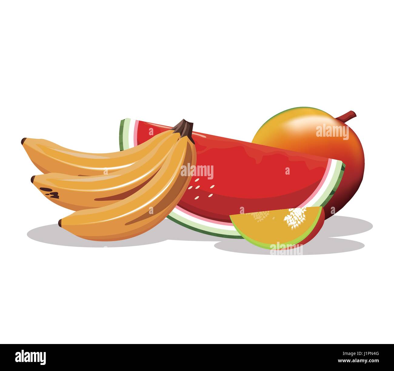mango banana watermelon fruit fresh harvest Stock Vector Image & Art ...