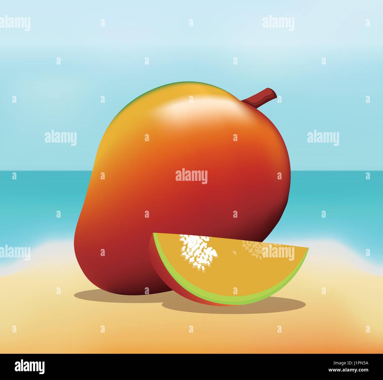 mango fruit fresh harvest - beach background Stock Vector Image & Art ...