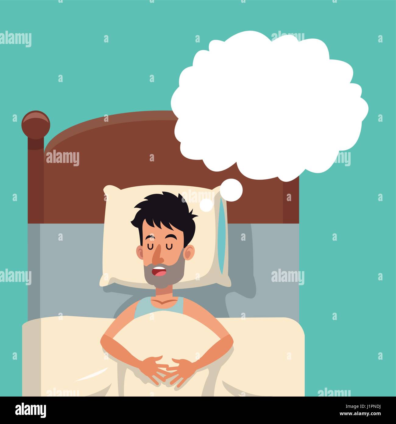 Man bed alone Stock Vector Images - Alamy