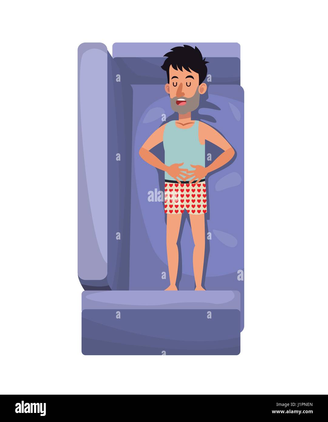 character man with heart pajama sleep relax in sofa Stock Vector Image ...