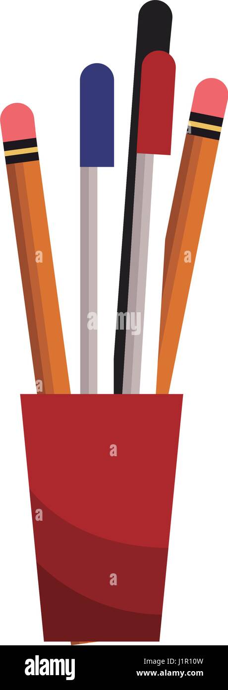 Wooden pencil cup Stock Vector Images - Alamy