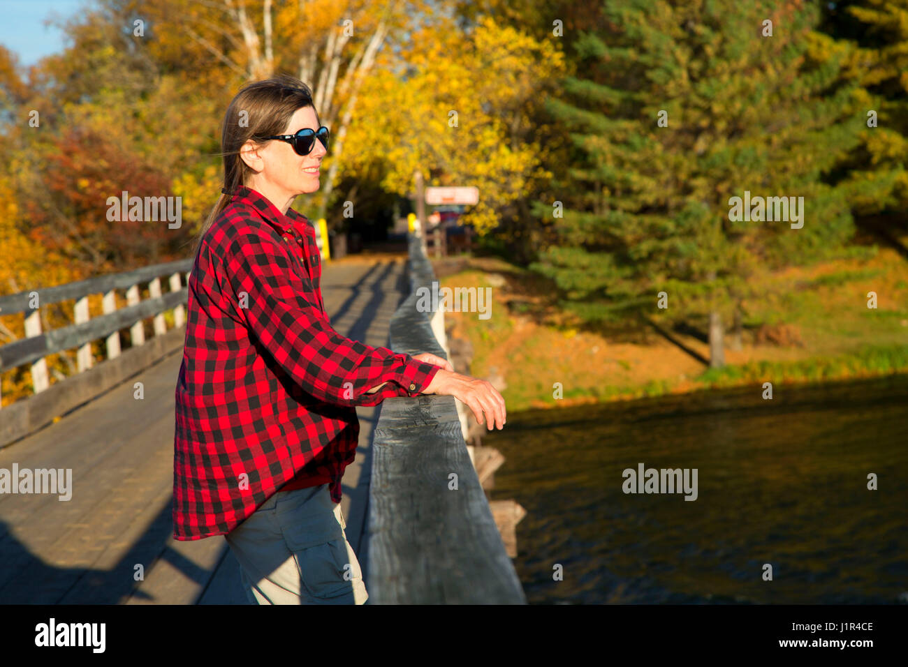 Hiker on Minocqua Trestle, Bearskin State Trail, Minocqua, Wisconsin ...