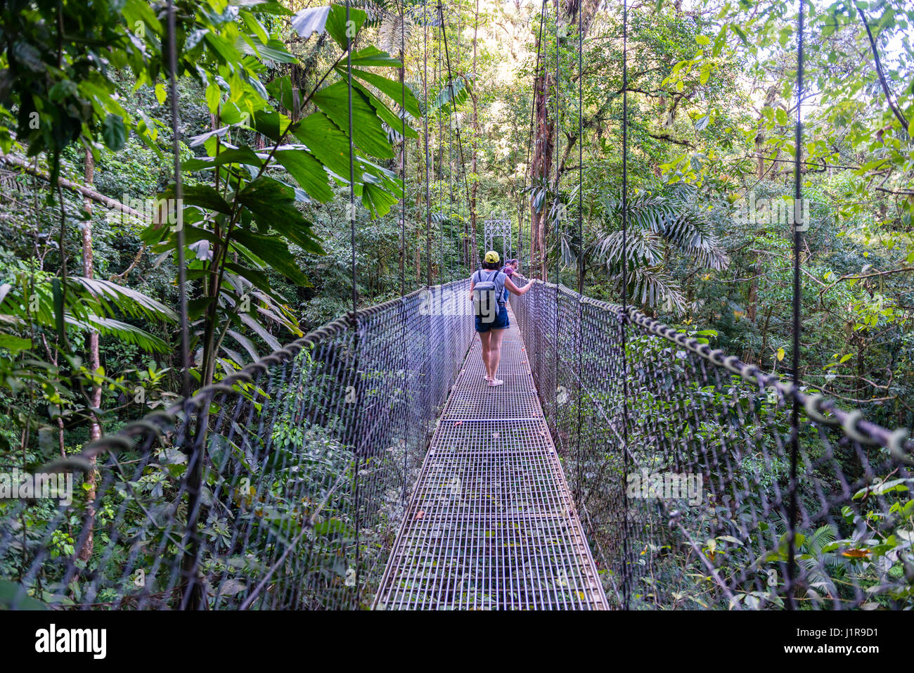 People walking over hanging bridge High Resolution Stock Photography ...