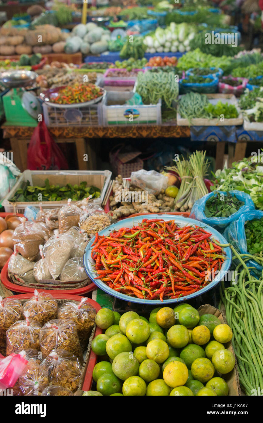 the market in the town of Phonsavan in the province Xieng Khuang in ...