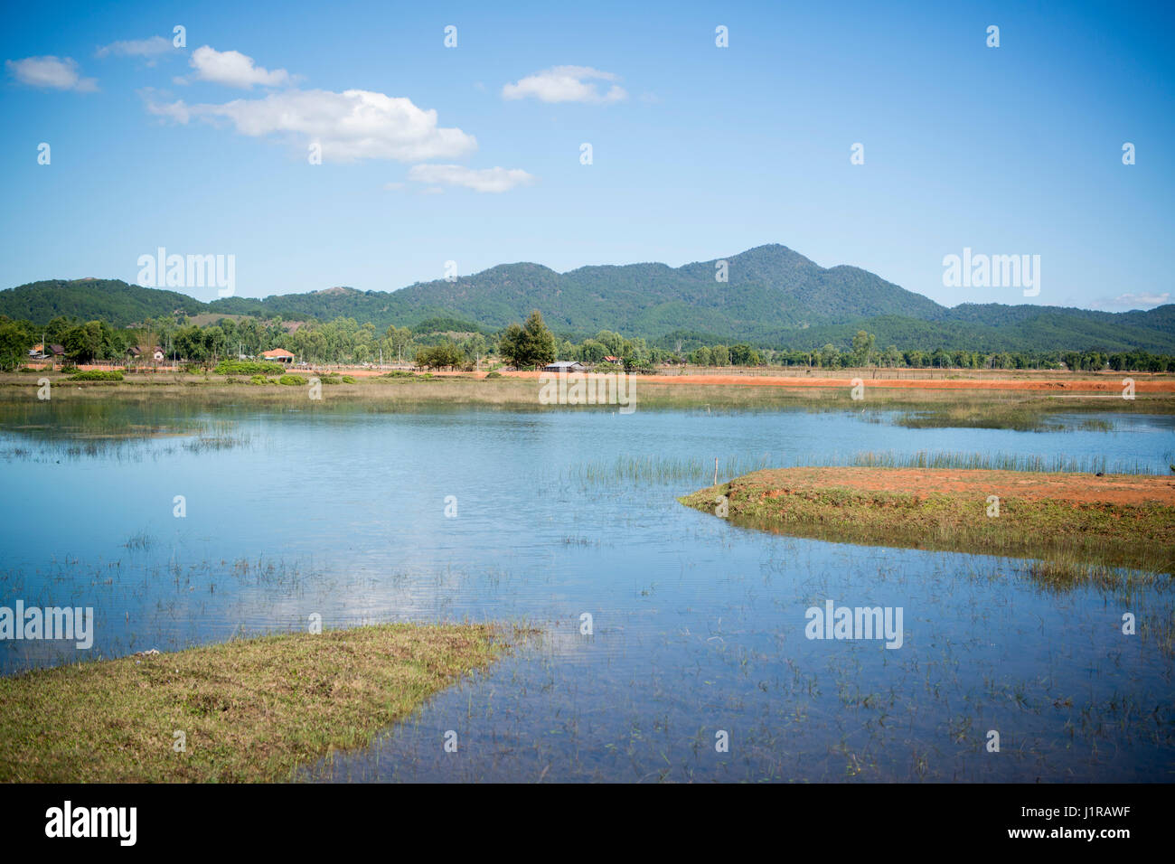 the landscape near the town of Phonsavan in the province Xieng Khuang ...