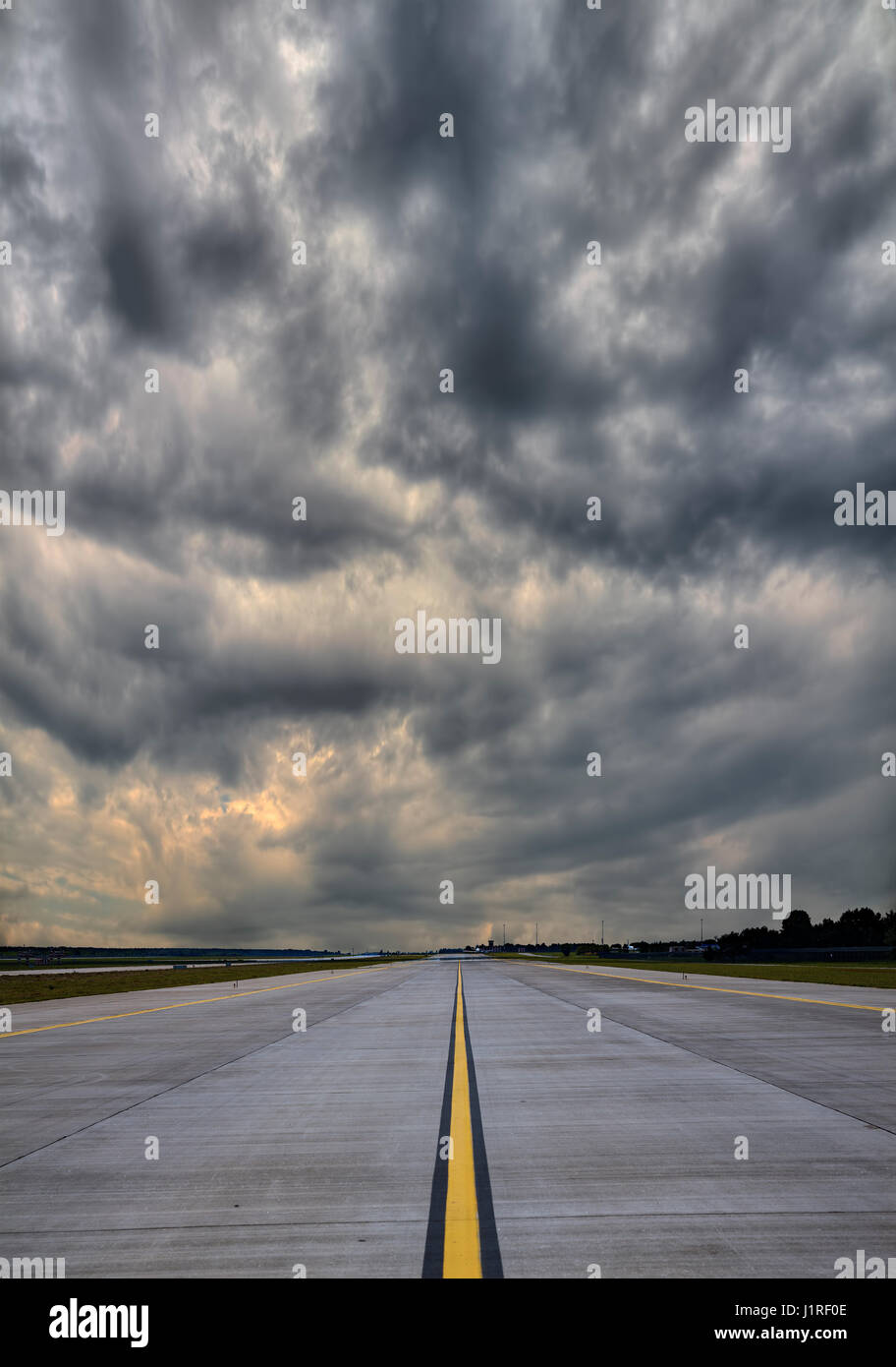 Airport With Clouds Background