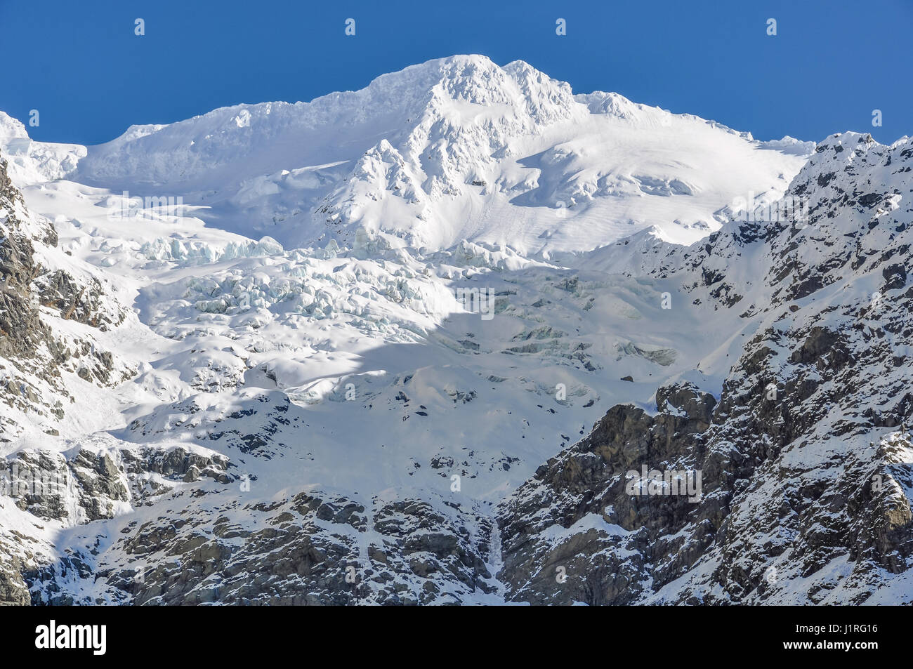 Peak covered with snow n the Aoraki/Mount Cook National Park, New ...