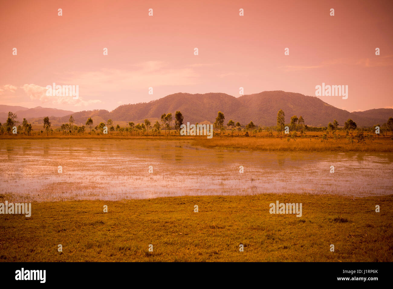 the landscape near the town of Phonsavan in the province Xieng Khuang ...
